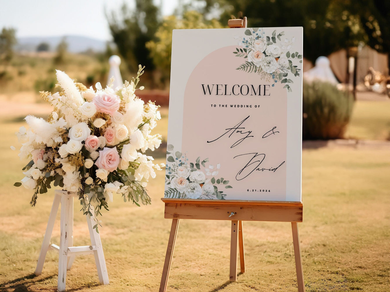 Personalized Boho Arch Wedding Welcome Sign – Magnolia Dane Co.